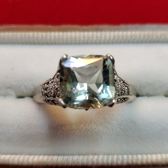 Jewelry | Sterling Silver Cushion Cut Prasiolite Ring | Poshmark